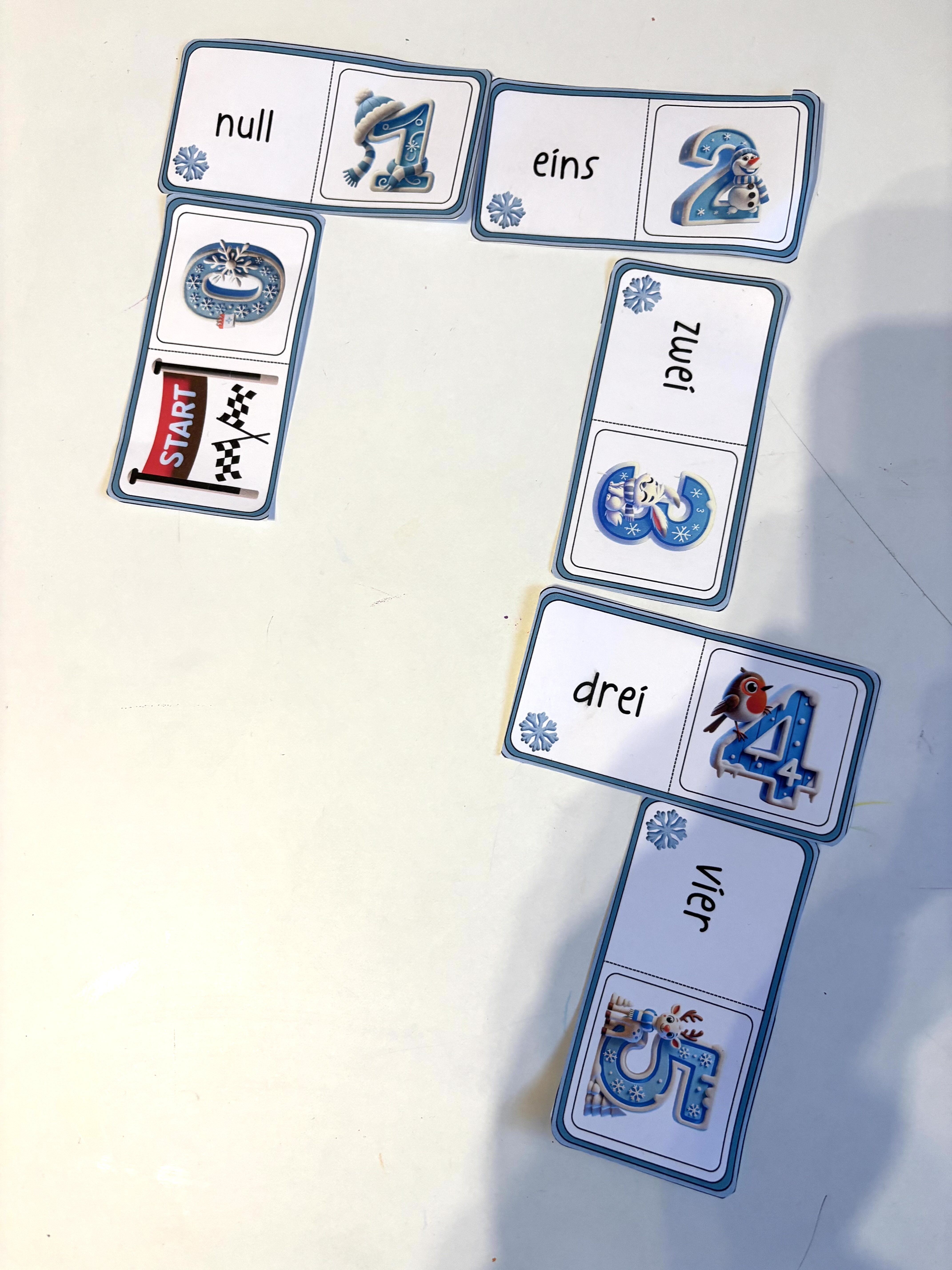 Zahlen und Zahlwörter im Winter spielerisch lernen: Domino - Spiel ...